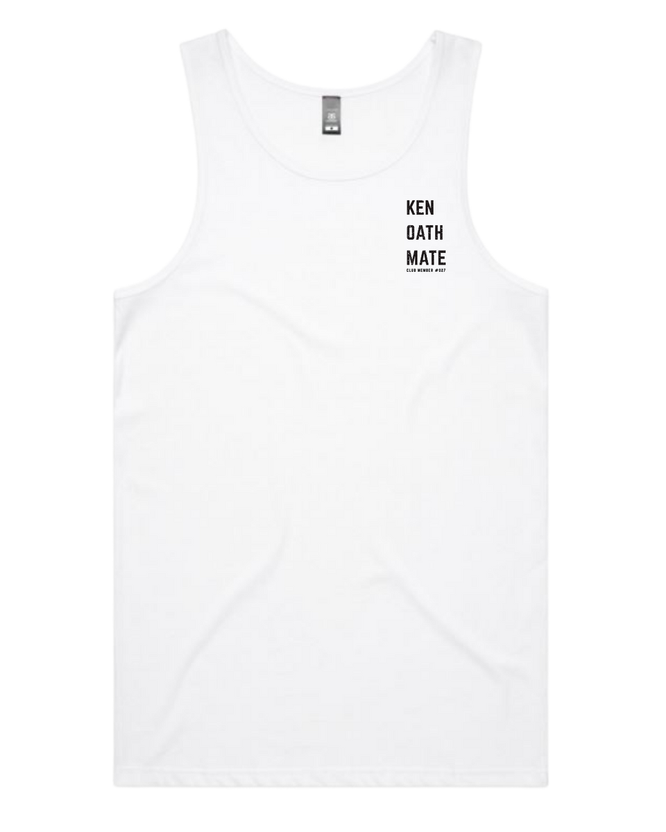 Nugget #027 Mens Singlet (playscript font) - White – Kenoath